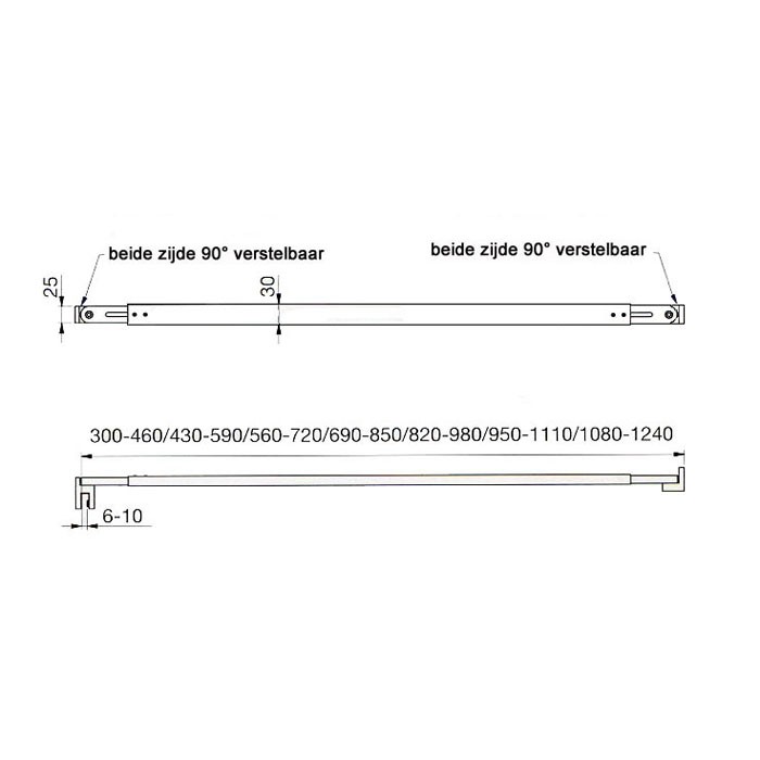 Douche stabilisatiestang glas-wand Flamea 148474-380-ECO