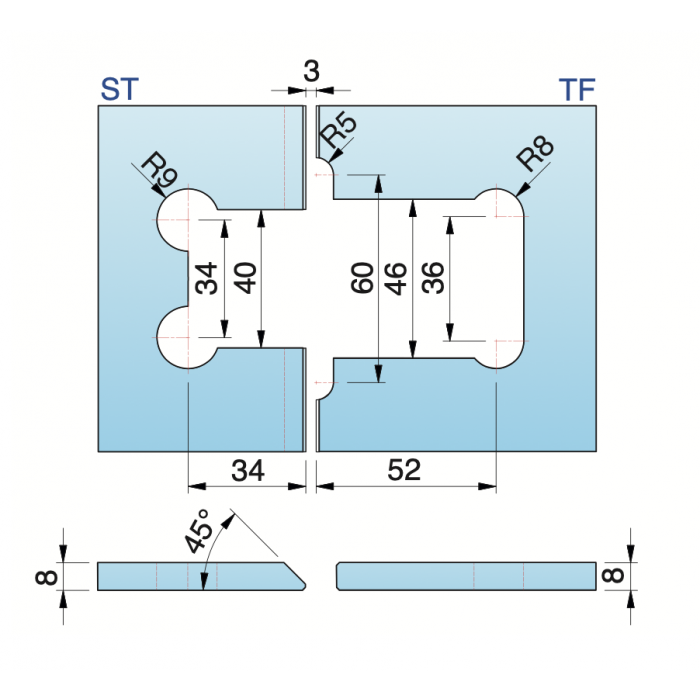 Douchescharnier Flamea+ glas-glas 135 graden - GlasTotaal